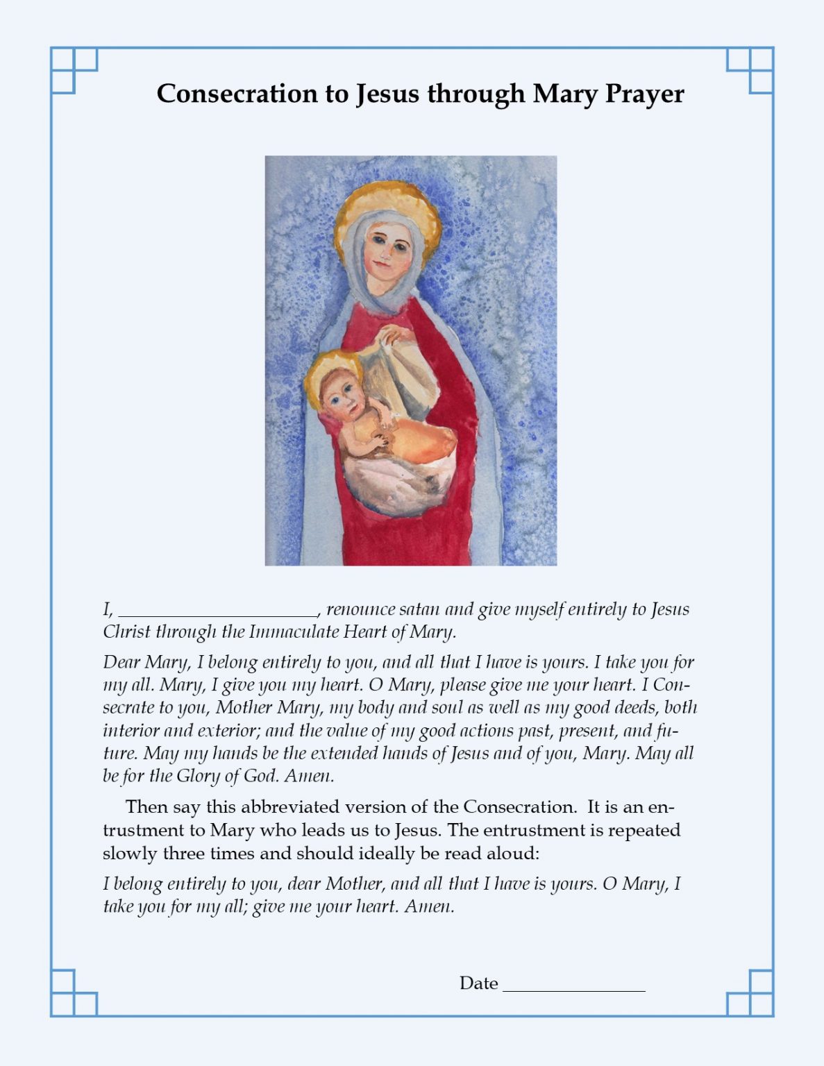 Consecration Certificate - Child Consecration